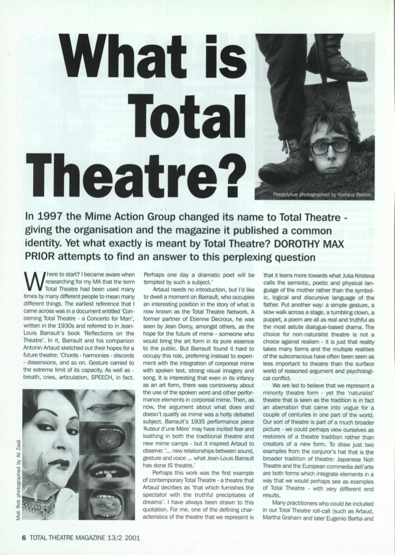 What is Total Theatre? | Total Theatre Magazine Print Archive
