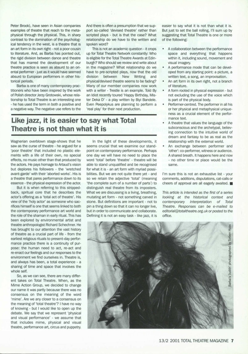 What is Total Theatre? | Total Theatre Magazine Print Archive